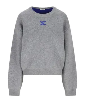 Celine Crewneck Sweater In Cashmere With Patterned Detail