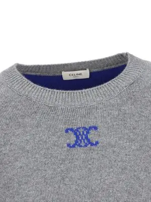 Celine Crewneck Sweater In Cashmere With Patterned Detail