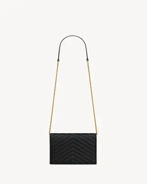Saint Laurent Cassandre Envelope Chained Wallet - Black