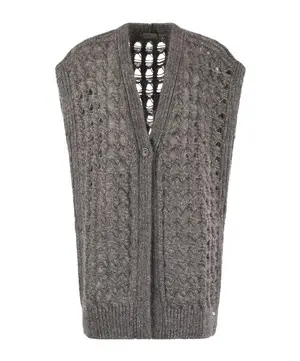 Herno Sleeveless Knitted Cardigan - Gray