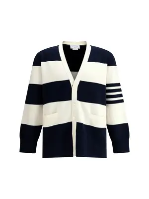 Men's Striped V-neck Cardigans