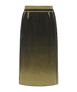 MAISON MARGIELA Gingham Pattern Tie Detailed Midi Skirt - Gray