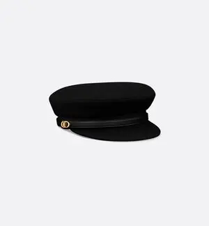 Dior Wool Felt Travel Cap With Calfskin Strap And Gold-plated Cd Logo