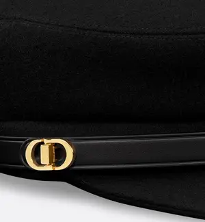 Dior Wool Felt Travel Cap With Calfskin Strap And Gold-plated Cd Logo