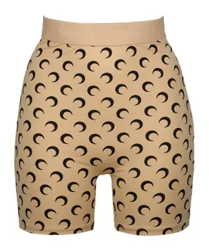 MARINE SERRE Logo-printed Stretch Mini Shorts - Nude