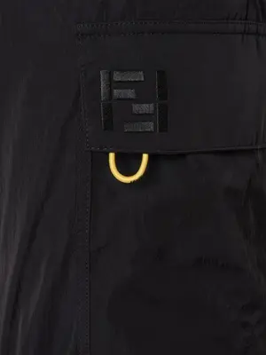 Fendi Ff Embroidered Drawstring Cargo Trousers - Black
