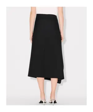 Kenzo Asymmetrical Midi Skirt In Virgin Wool