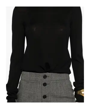 Saint Laurent Cassandre Crewneck Jumper - Black