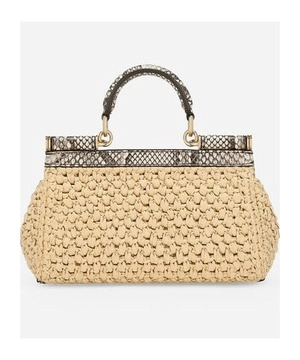 Dolce & Gabbana Small Sicily Logo Plaque Handbag - Beige