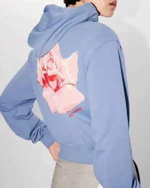 Kenzo Rose Printed Zipped Hoodie