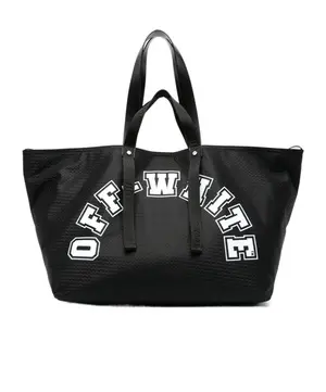 Off-White Logo Printed Mesh Tote Bag - Black