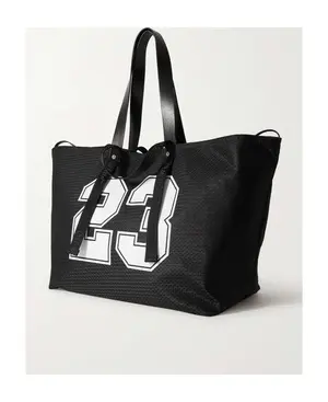 Off-White Logo Printed Mesh Tote Bag - Black