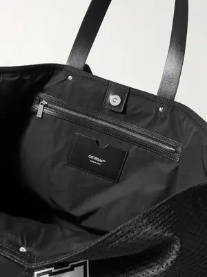 Off-White Logo Printed Mesh Tote Bag - Black