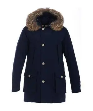 Woolrich Hooded Cotton-padded Jacket With Fur Trim - Black