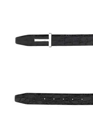 TOM FORD T Logo Embossed Buckle Belt