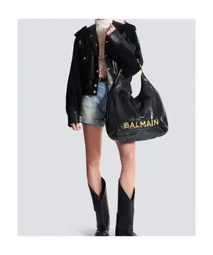 Balmain 1945 Soft Monogrammed Hobo Bag