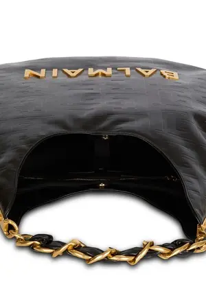 Balmain 1945 Soft Monogrammed Hobo Bag