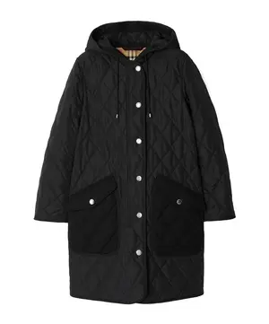 Burberry Quilted Hooded Drawstring Coat - Black