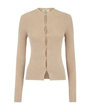 Fendi Buttoned Long-sleeved Cardigan - Nude