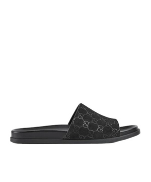 Gucci Logo Detailed Suede Slide Sandals