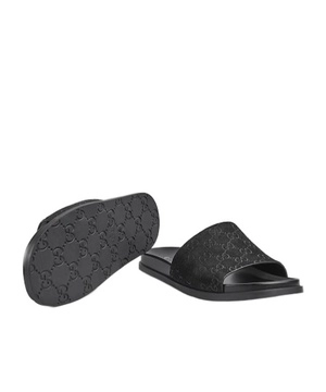 Gucci Logo Detailed Suede Slide Sandals