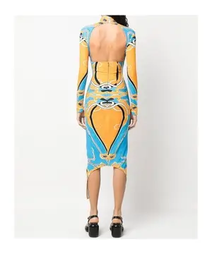 PATOU Cutout Printed Midi Dress - Multicolor