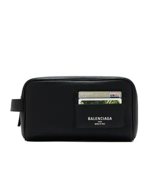Balenciaga Credit Toiletry Pouch - Black