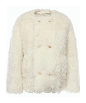 Celine Coat In Fluffy Wool - White