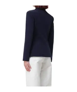 Pinko Full Milano-knit Blazer With Double-row Buttons - Blue