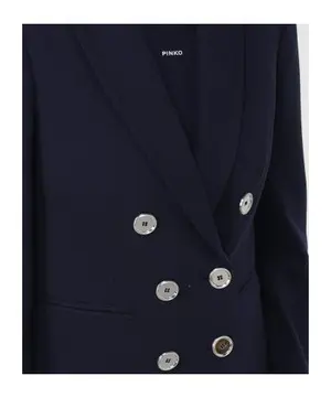 Pinko Full Milano-knit Blazer With Double-row Buttons - Blue