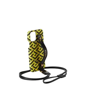 Versace La Greca Iphone 12 Mobile Phone Case - Black