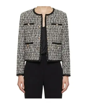 Marissa Chiara Textured Long-sleeve Jacket With Button Detail - Black