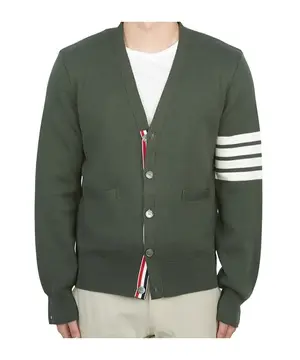Thom Browne 4-bar Cotton Cardigan - Black