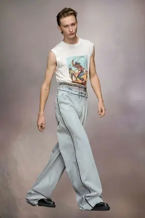 MAISON MARGIELA Memory Wide-leg Pleated Jeans