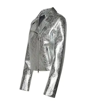 P.a.r.o.s.h Metallic Leather Biker Jacket