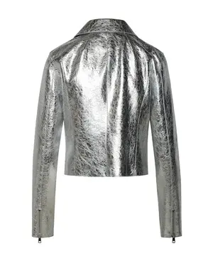P.a.r.o.s.h Metallic Leather Biker Jacket