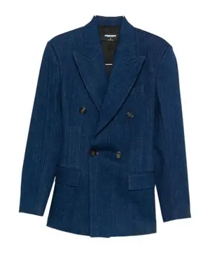 Dsquared2 Double-breasted Cotton Denim Blazer - Blue
