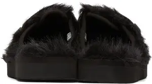 Suicoke Logo Furry Slip-on Slippers - Black