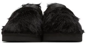 Suicoke Logo Furry Slip-on Slippers - Black