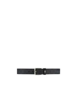 Gucci Gg Supreme Canvas Belt With Interlocking Double G Buckle - Black
