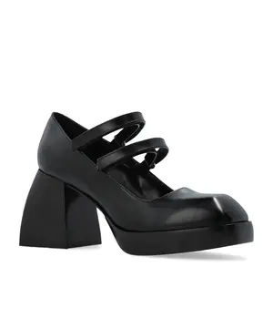 NODALETO Double Strap Block Heel Pumps