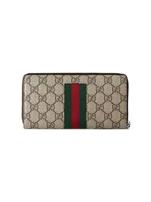 Gucci Web Gg Supreme Wrap-around Zipper Wallet