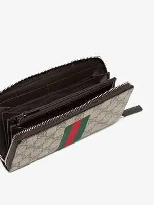 Gucci Web Gg Supreme Wrap-around Zipper Wallet
