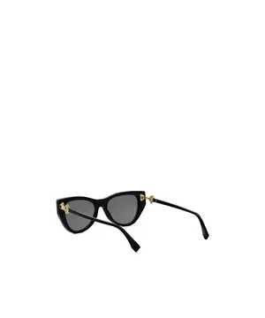Fendi Full Rim Cat Eye Sunglasses With Temple Logo Details - Black