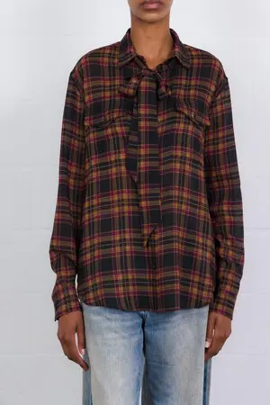Saint Laurent Cassandre Lavallière Tartan Shirt