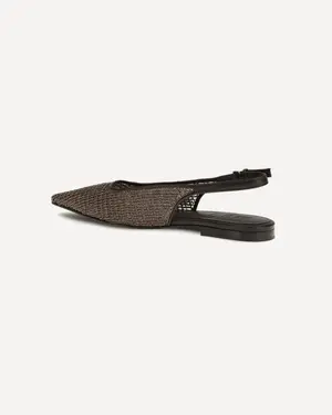 Brunello Cucinelli Precious Net Embroidery Slingback Flats - Brown
