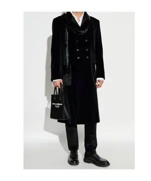 Dolce & Gabbana Velvet Double-breasted Long Coat
