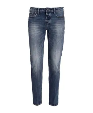 Emporio Armani Washed Slim-cut Jeans - Blue