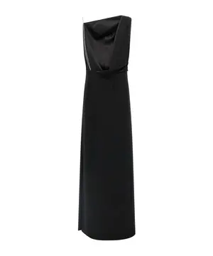 Max Mara Sleeveless Asymmetrical Collar Open Back Maxi Dress - Black