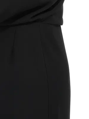 Max Mara Sleeveless Asymmetrical Collar Open Back Maxi Dress - Black